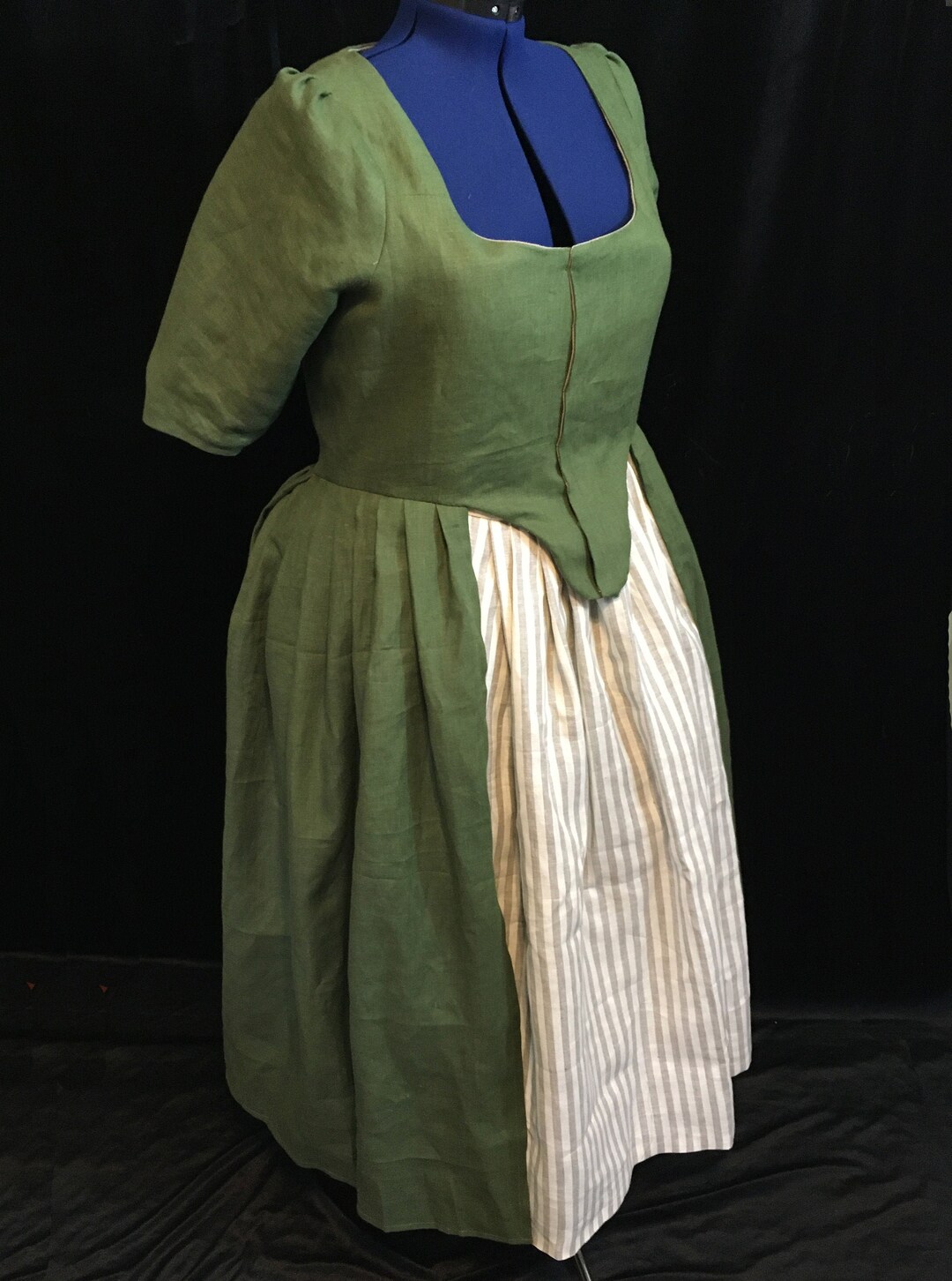 Common Woman's Linen Dress, Robe L'anglaise, 18th Century, Size 24 - Etsy