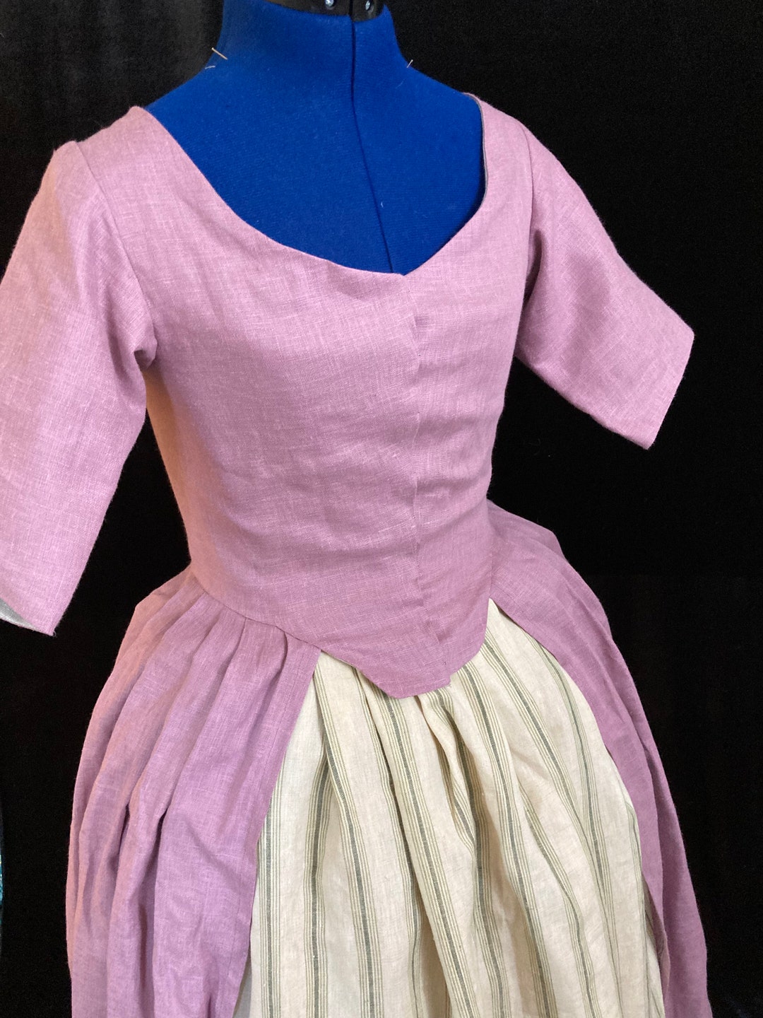 Linen Dress, Robe a L'anglaise, 18th Century, Size 8 - Etsy