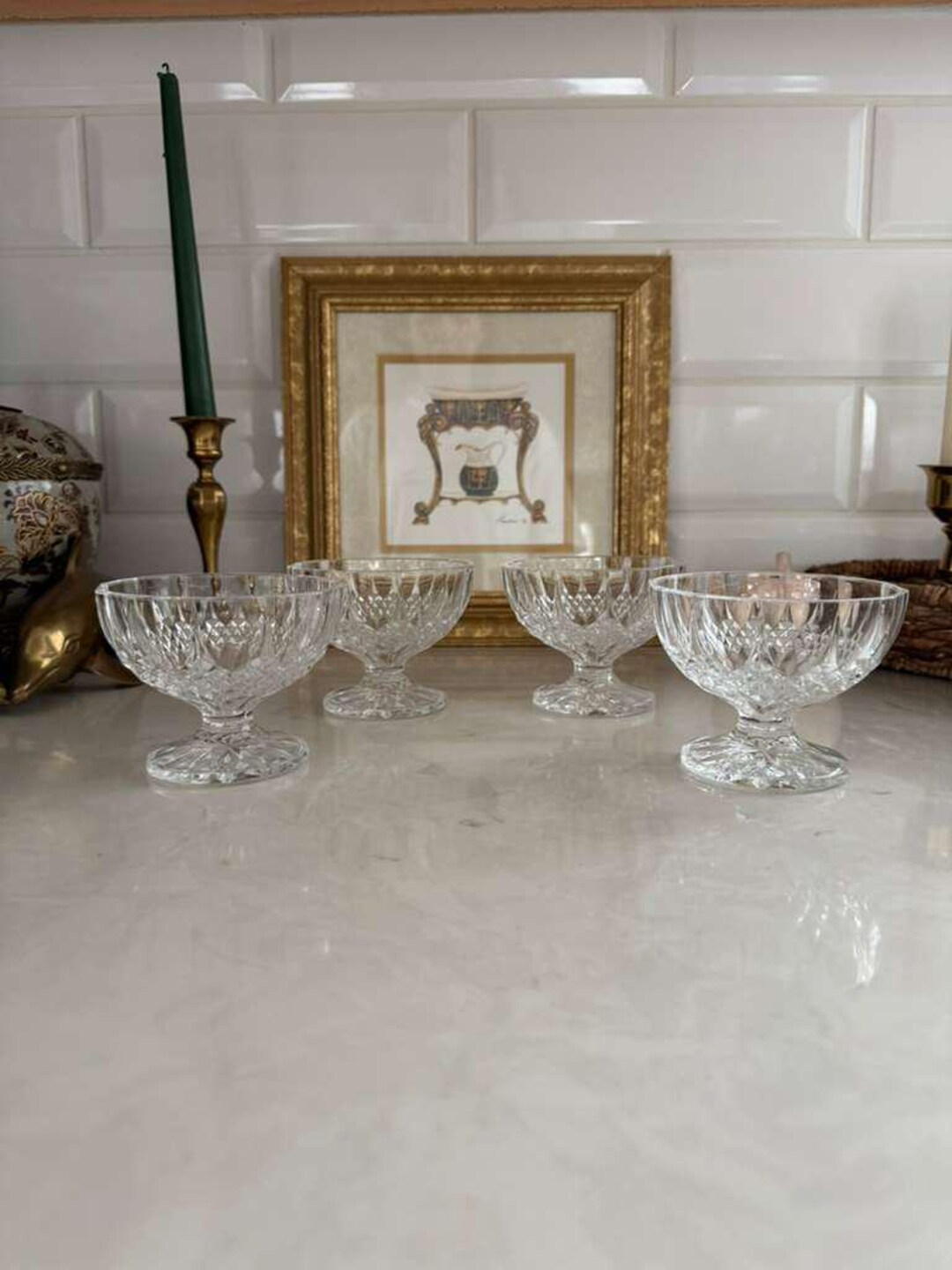 Crystal D’arques-durand Longchamp Ice Cream Dessert Cup Bowl Set of 4 ...