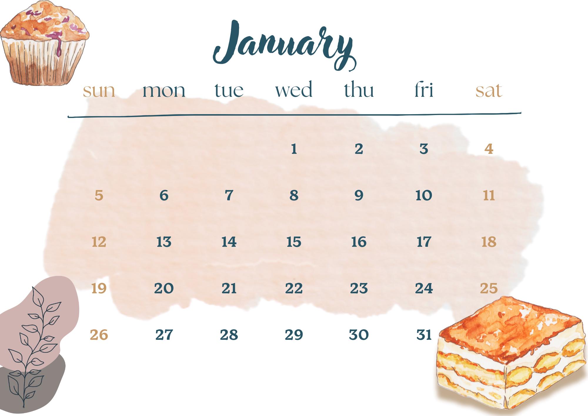 2025 Dessert Digital Calendar, Cute & Aesthetic Monthly Planner for ...