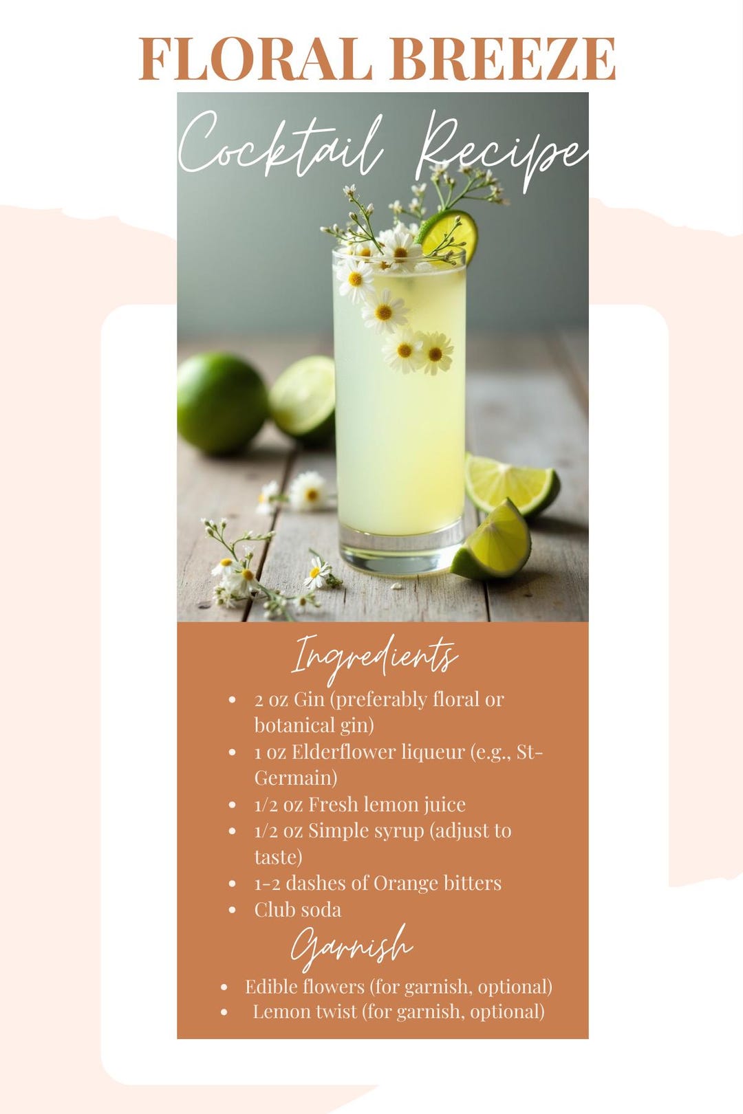 Digital Cocktail Recipe Card, Printable Drink Recipes for Home ...