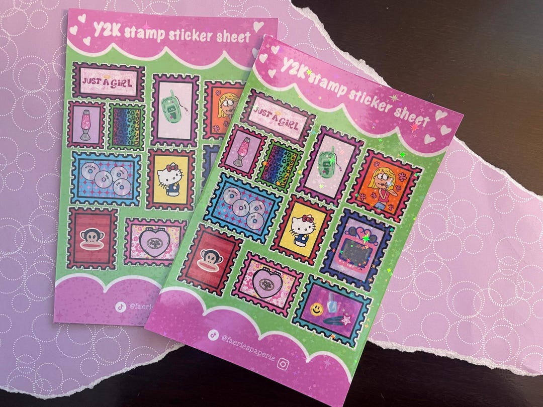 Y2K Stamp Sticker Sheet - Etsy