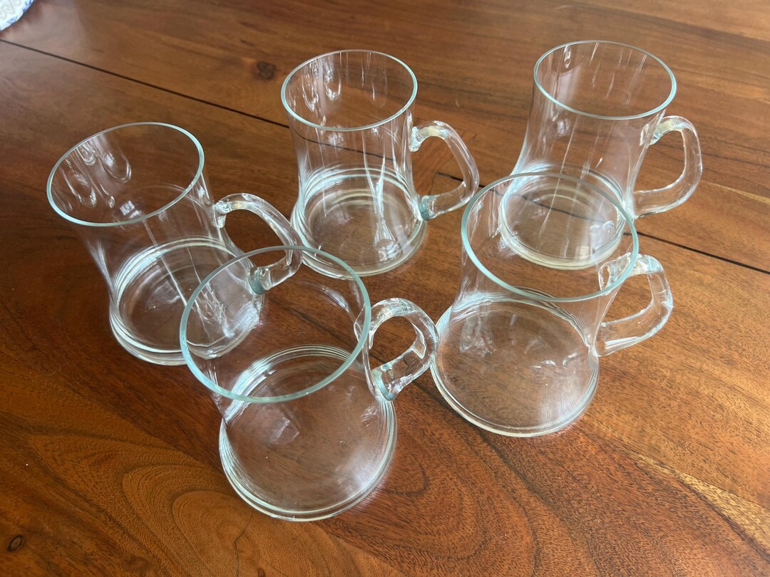 Vintage Blown Glass Beer Mugs (set of 5) | Large Tankards With Handles ...