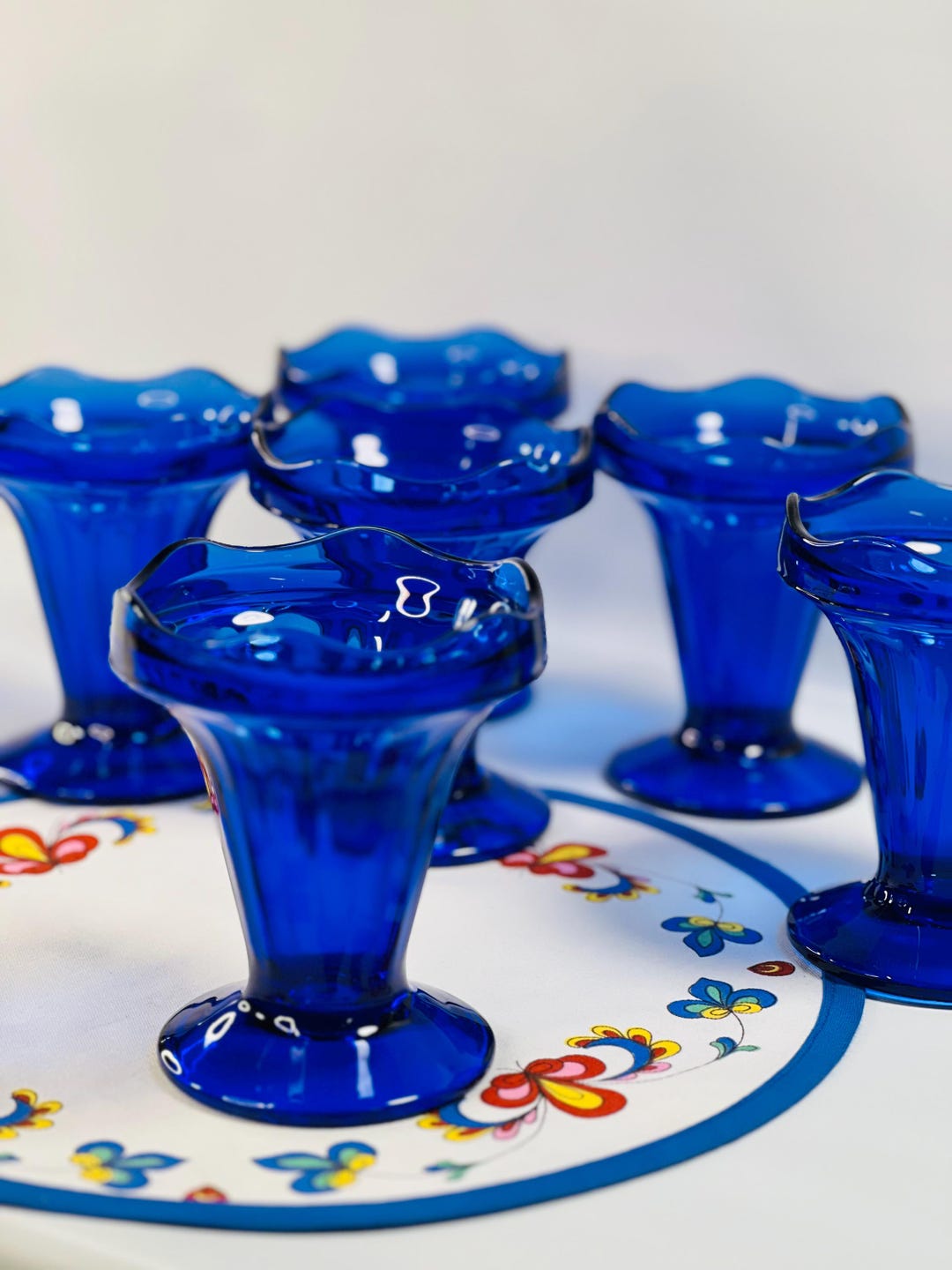 Vintage Luminarc Cobalt Blue Parfait Glasses - Set of 6 - French ...