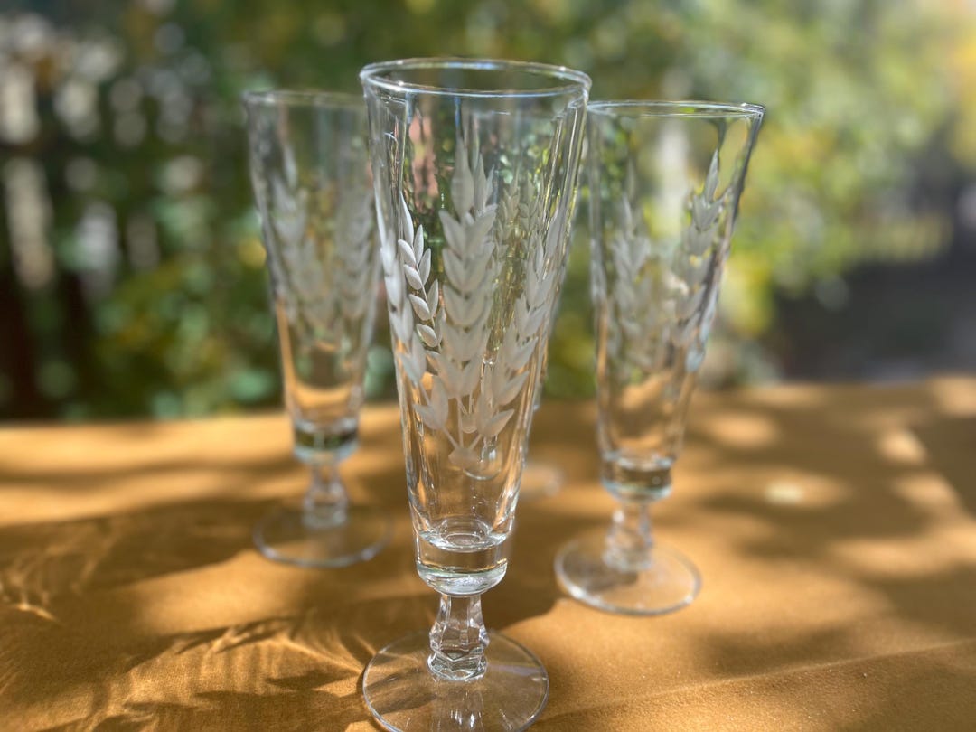 Set of 4 Etched Wheat Pilsner Glasses | - Etsy