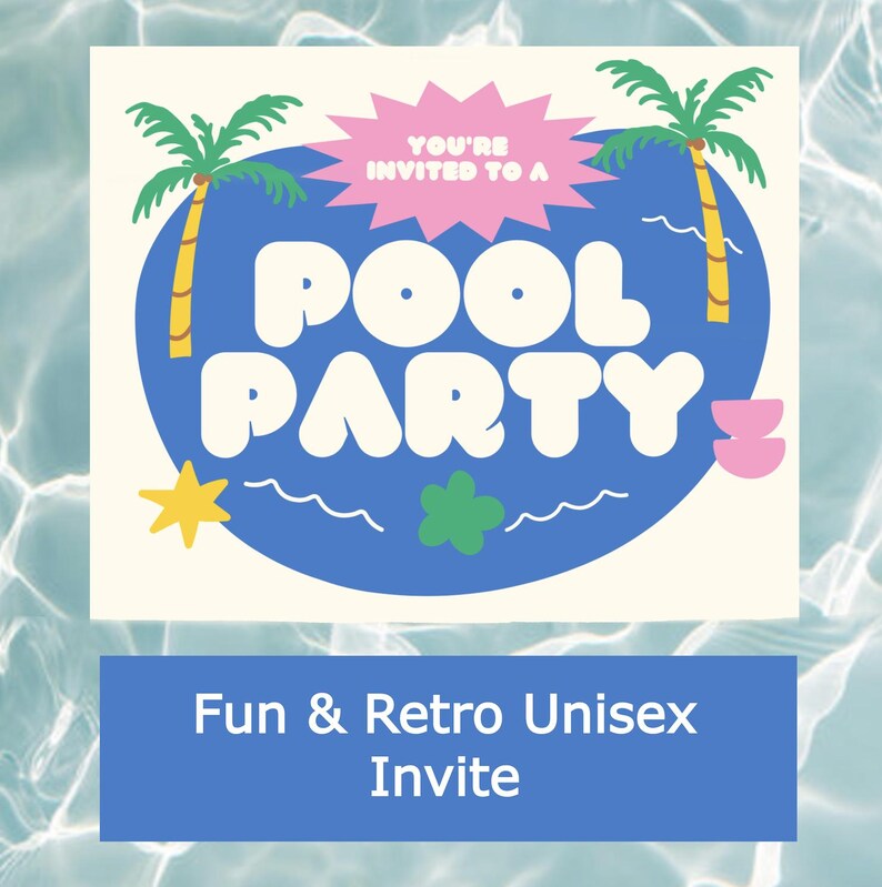 Fun & Retro Pool Party Digital Evite or Printed Invite - Etsy