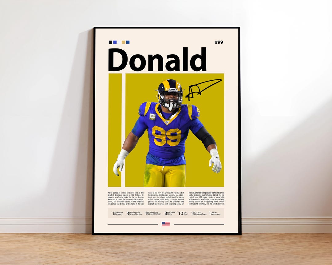 Aaron Donald Poster, LA Rams Poster, Rams Fan Gift, NFL Poster, Sports ...