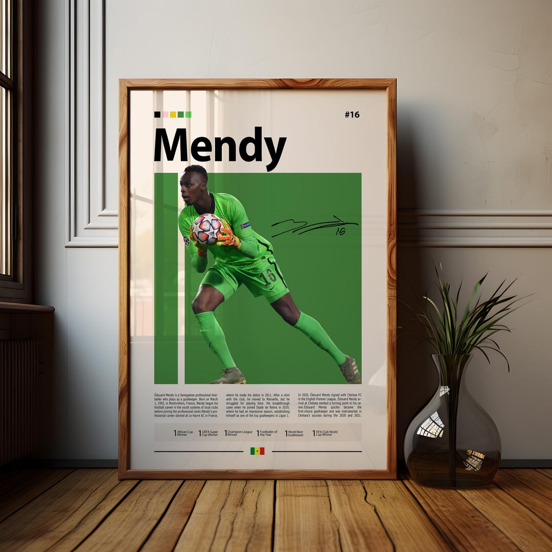 Édouard Mendy Senegal Football Poster, Chelsea Goalkeeper Wall Art ...