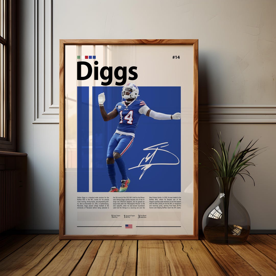 Stefon Diggs Poster, Buffalo Bills Print, NFL Wall Art, Football Player ...