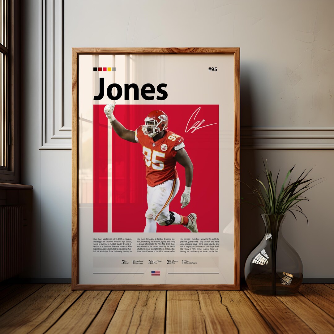 Chris Jones Poster, Kansas City Chiefs Print, NFL Poster, Sports Poster ...