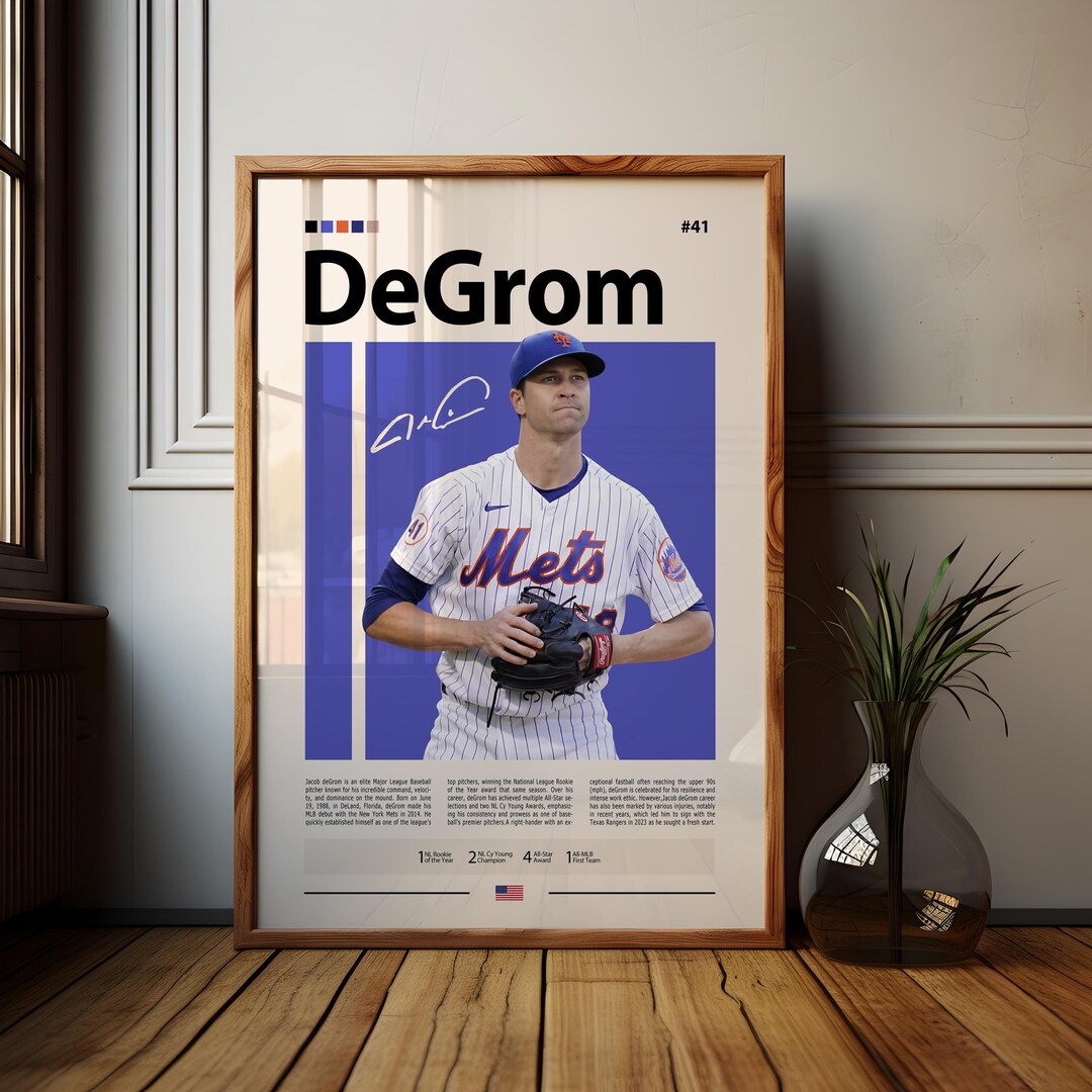 Jacob Degrom Poster, Texas Rangers Print, MLB Wall Art, Baseball Player ...