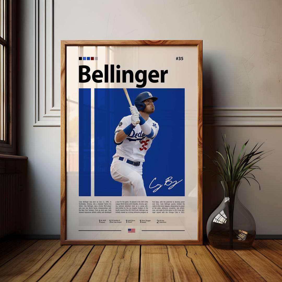 Cody Bellinger Poster, Chicago Cubs Print, MLB Wall Art, Baseball ...
