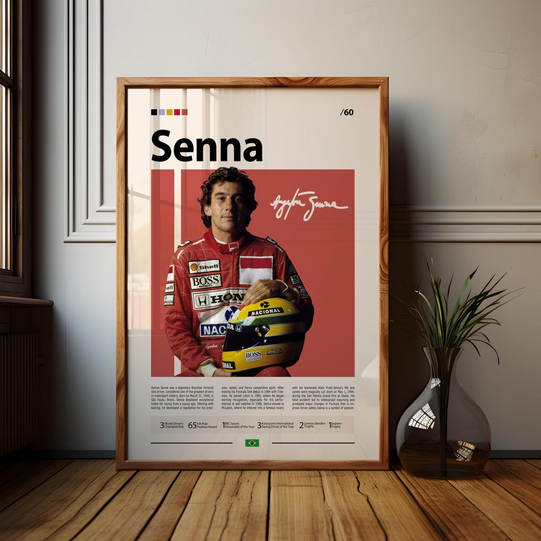 Ayrton Senna Poster, Formula One Poster, F1 Racing Poster, Motorsports ...