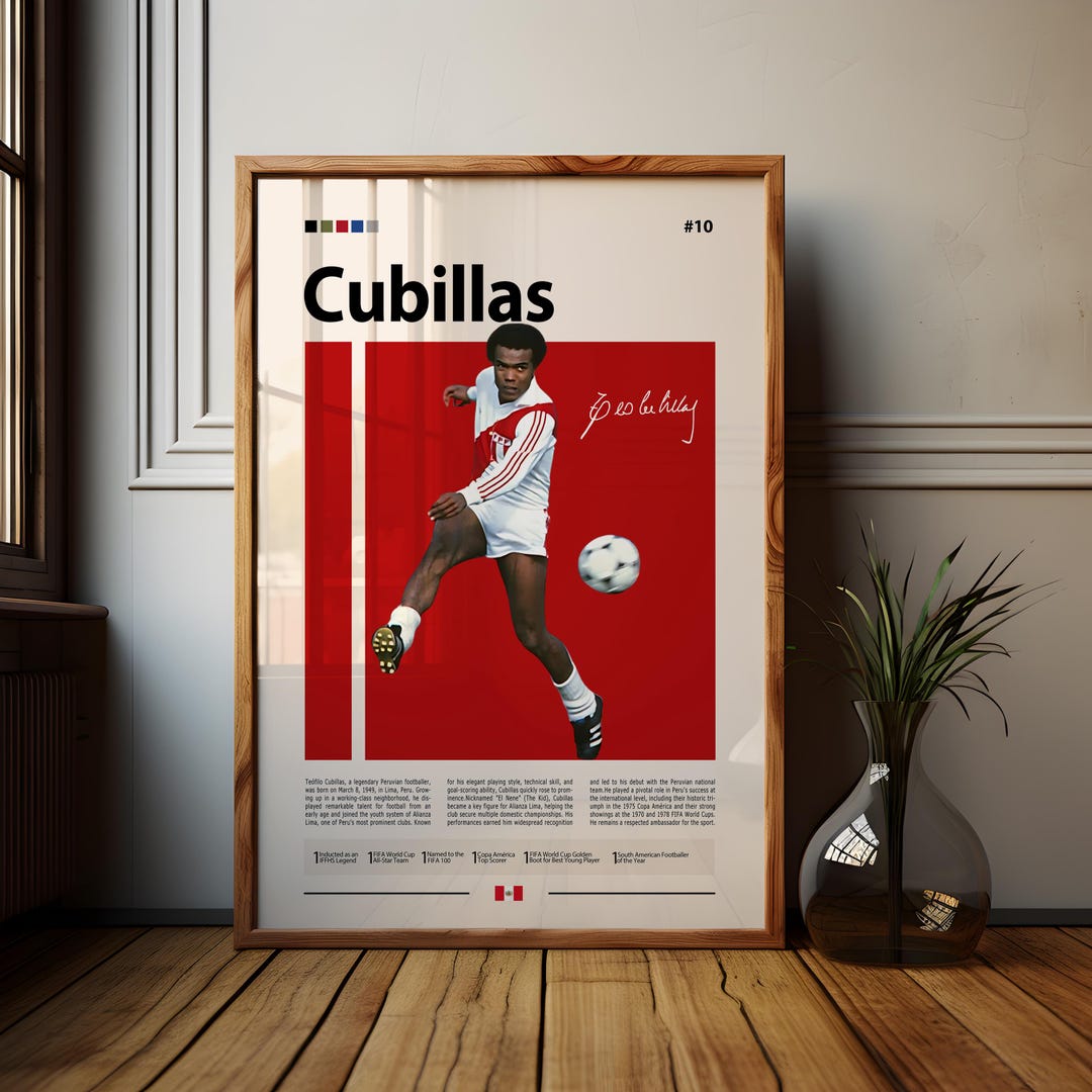 Teófilo Cubillas Peru Football Legend Poster, Retro Soccer Wall Art ...