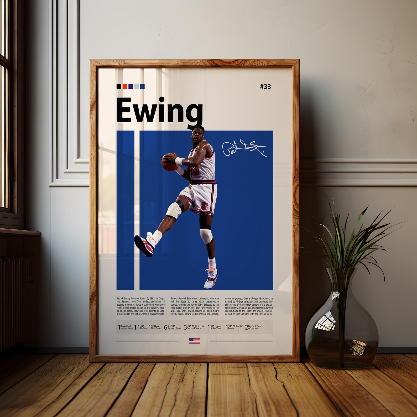 Patrick Ewing Poster, New York Knicks, NBA Poster, Sports Poster, Mid ...