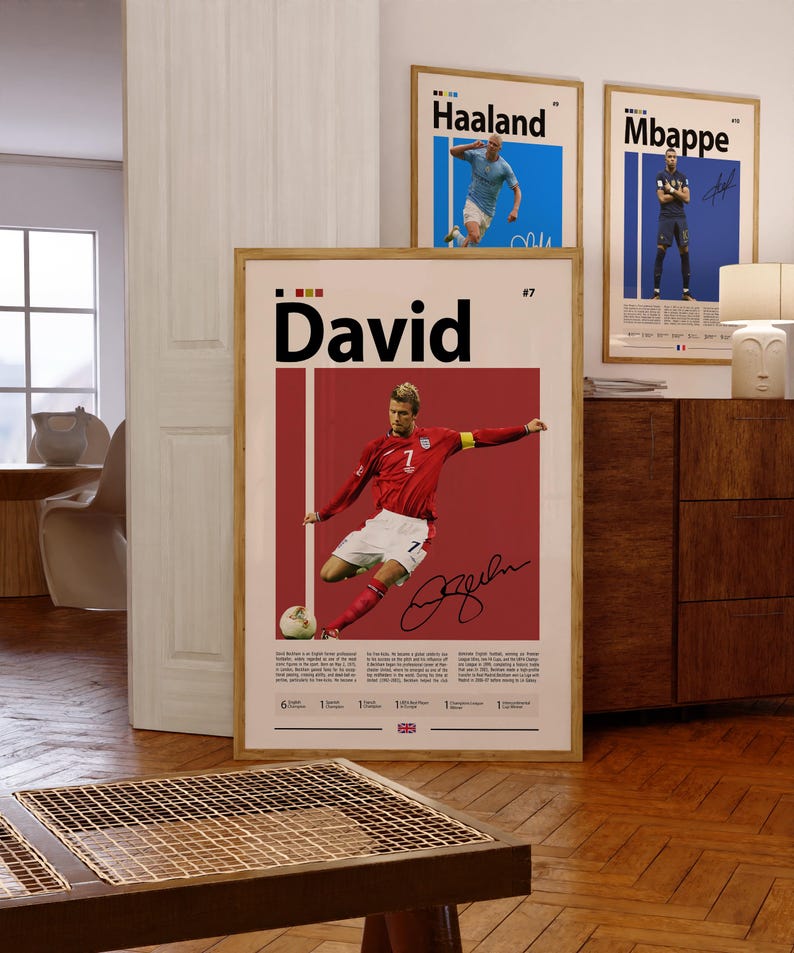 David Beckham England Manchester United Real Madrid LA Galaxy Print - Etsy