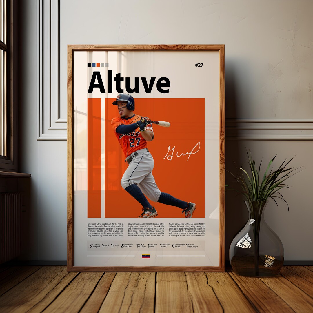 José Altuve Poster, Houston Astros Print, MLB Wall Art, Baseball Player ...