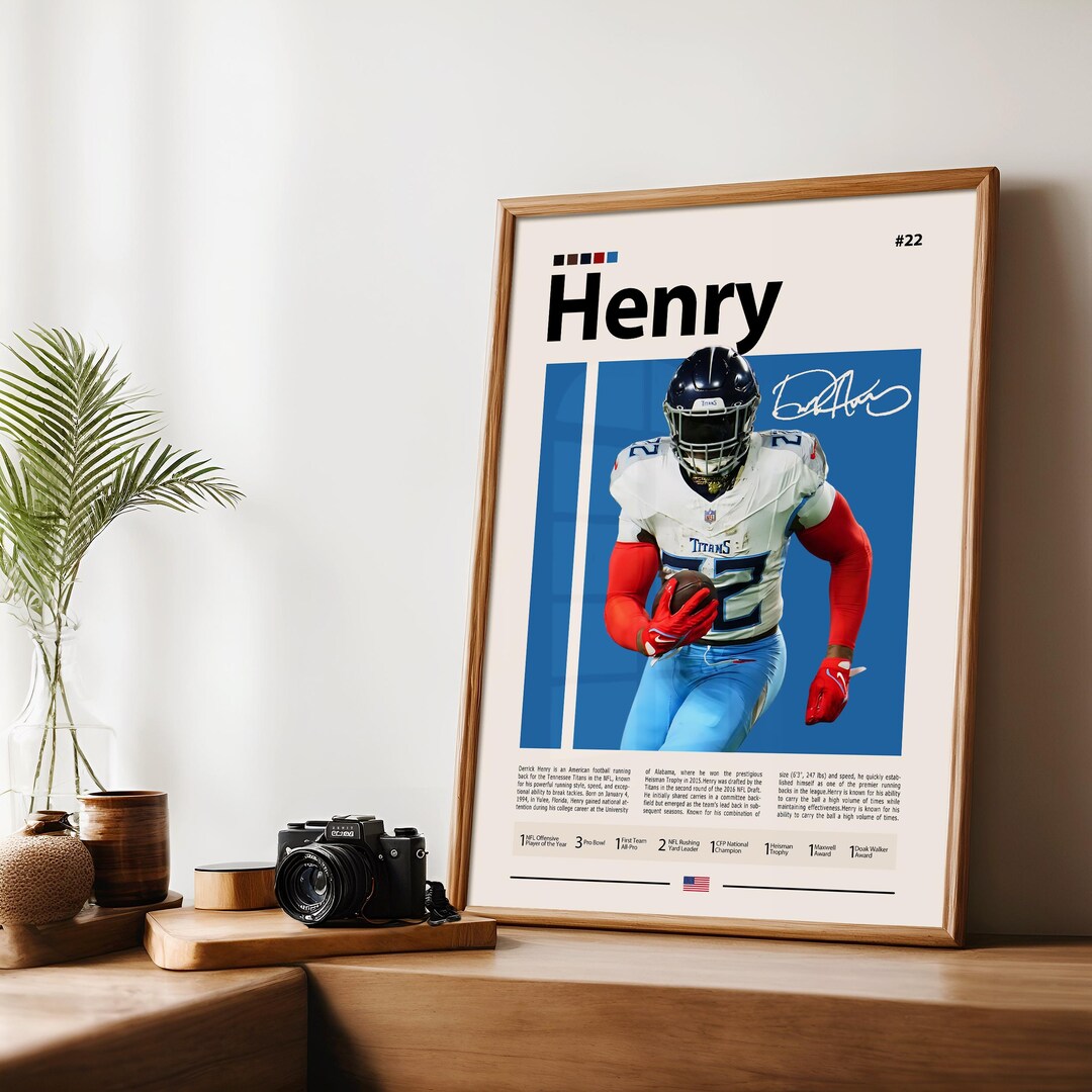 Derrick Henry Poster, Tennessee Titans Poster, NFL Poster, Sports ...