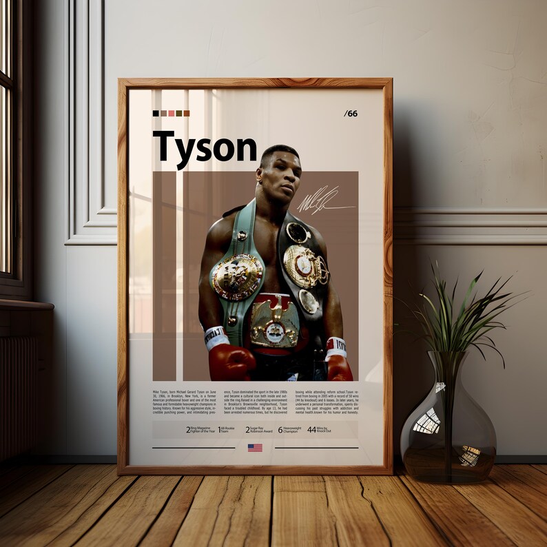 Mike Tyson Poster, Boxing Poster, Sports Poster, Boxing Wall Art, Mid ...