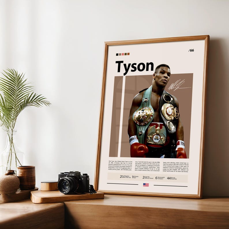Mike Tyson Poster, Boxing Poster, Sports Poster, Boxing Wall Art, Mid ...
