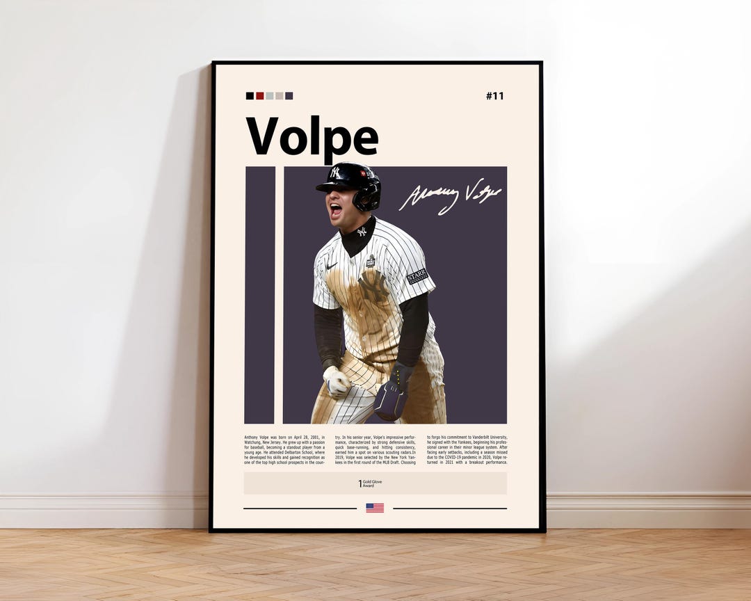 Anthony Volpe Poster, New York Yankees Wall Art, MLB Print, Baseball ...