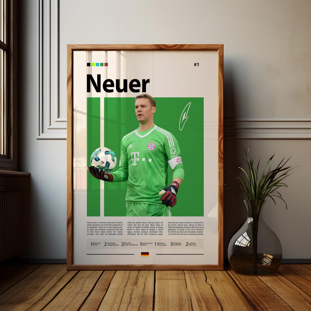 Manuel Neuer Poster, Bayern Munich Poster, Soccer Gifts, Sports Poster ...