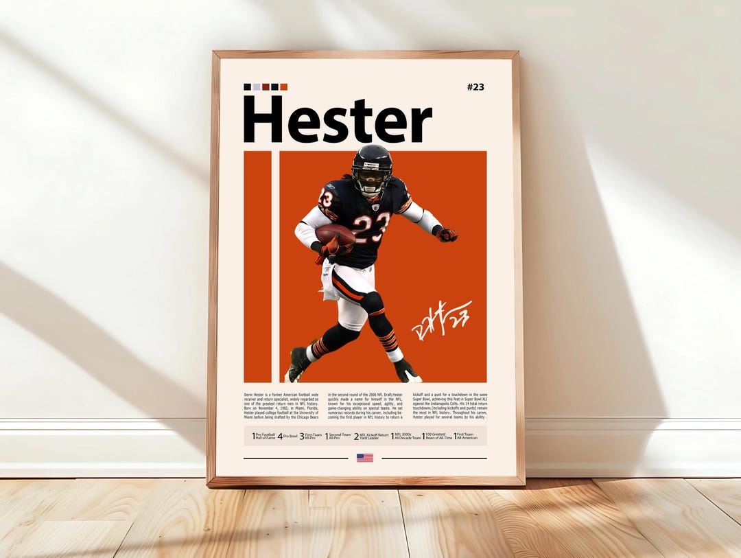 Devin Hester Poster, Chicago Bears Print, NFL Poster, Sports Poster ...