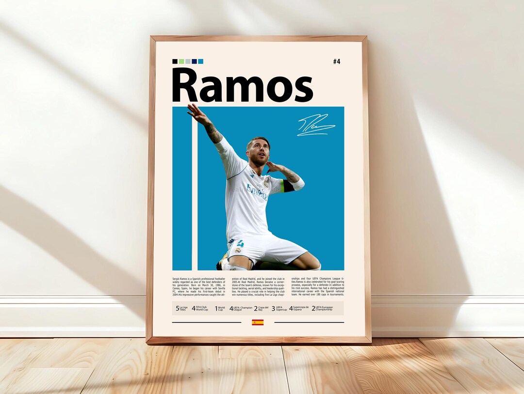 Sergio Ramos Poster, Real Madrid Poster, Soccer Gifts, Sports Poster ...