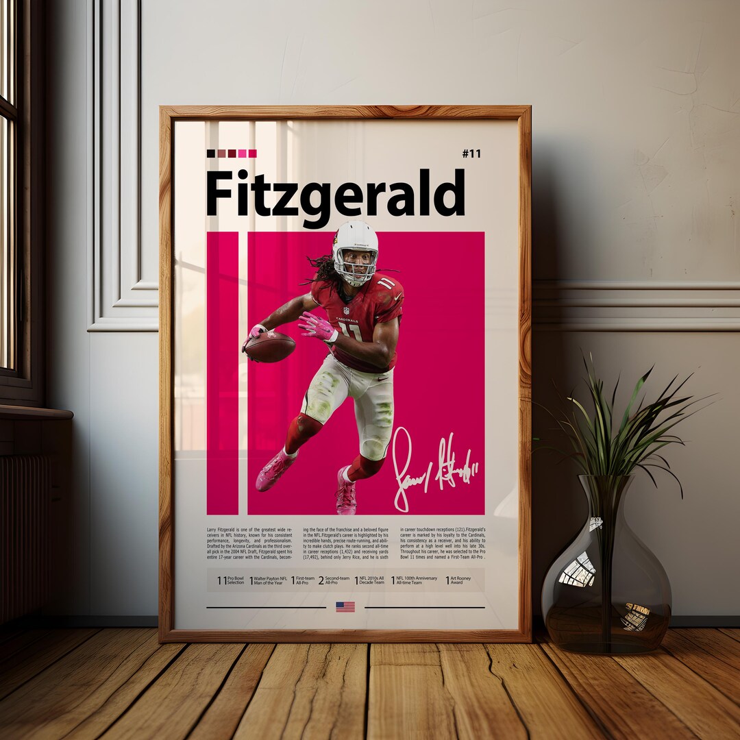 Larry Fitzgerald Poster, Arizona Cardinals Print, NFL Poster, Sports ...
