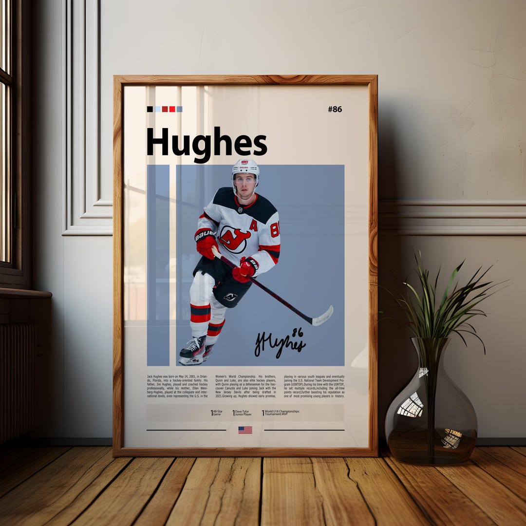 Jack Hughes Poster, New Jersey Devils Poster, NHL Poster, Hockey Poster ...