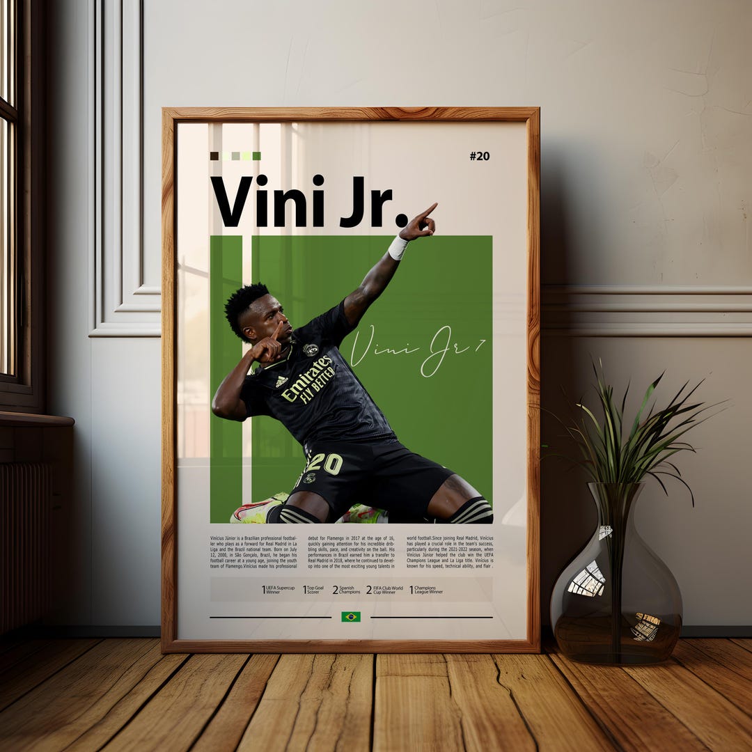 Vinicius Junior Poster, Real Madrid Poster, Soccer Gifts, Sports Poster ...