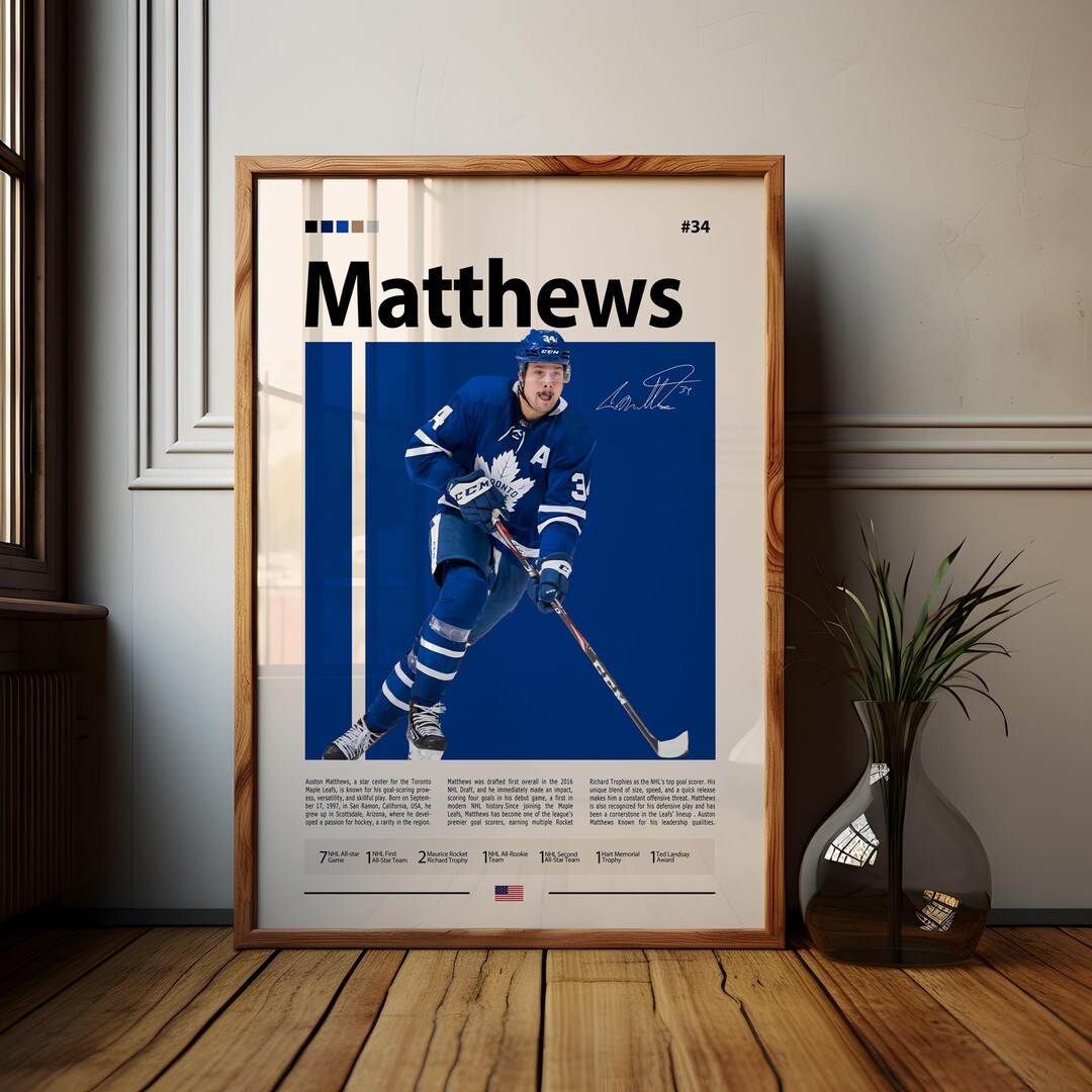 Auston Matthews Poster, Toronto Maple Leafs Poster, NHL Poster, Hockey ...