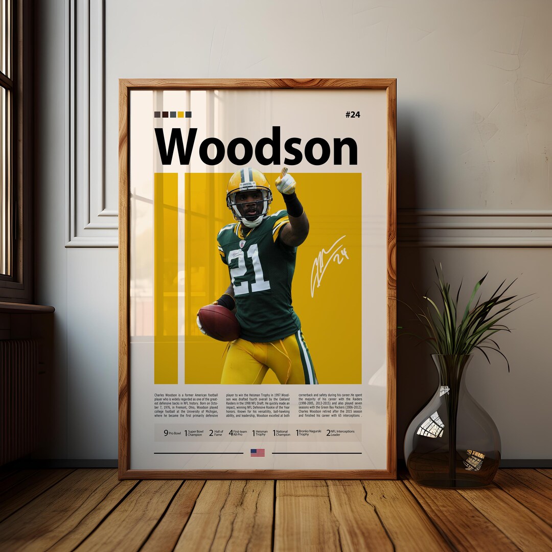 Charles Woodson Poster, Oakland Raiders Football Art, NFL Wall Decor ...