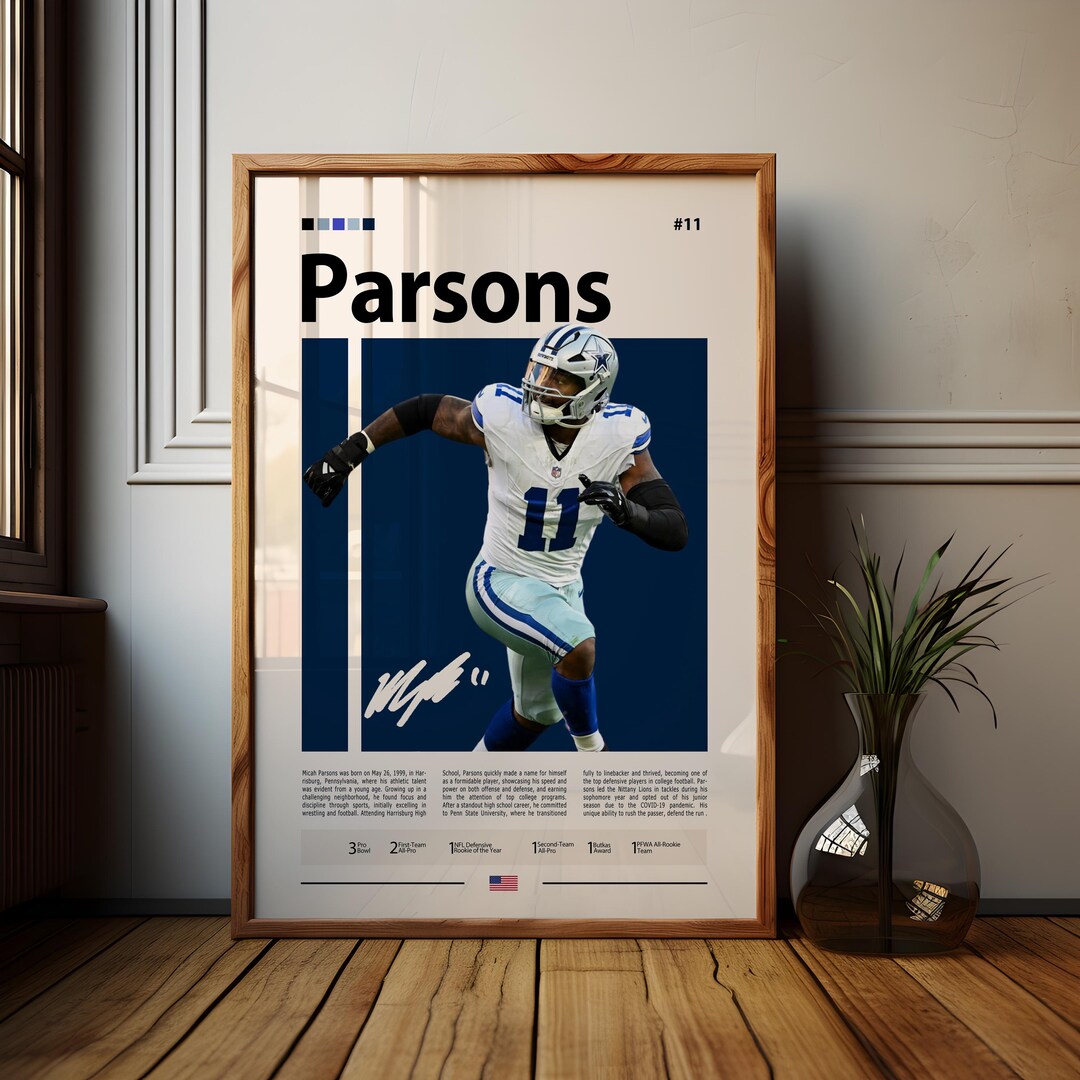 Micah Parsons Poster, Dallas Cowboys Print, NFL Poster, Sports Poster ...