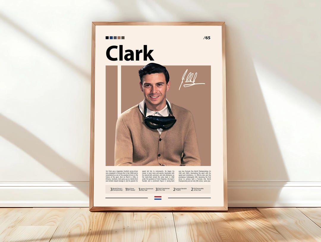 Jim Clark Poster, Formula One Poster, F1 Racing Poster, Motorsports ...