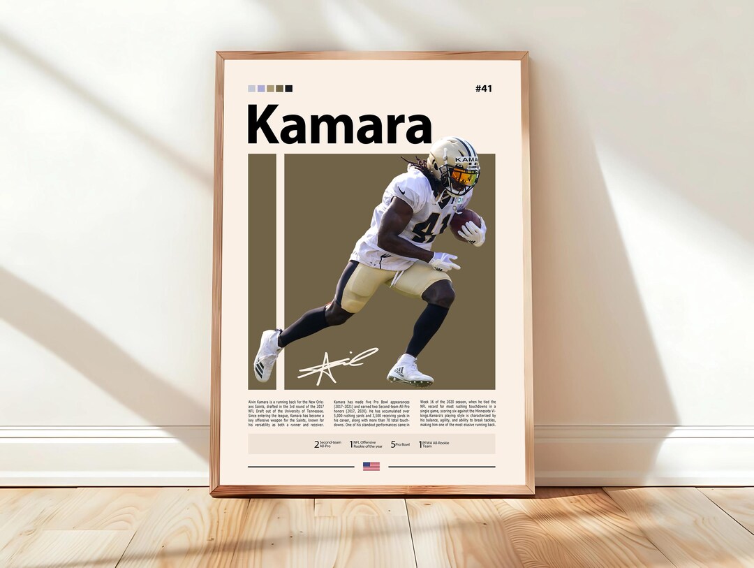 Alvin Kamara Poster, New Orleans Saints Print, NFL Wall Art, Football ...
