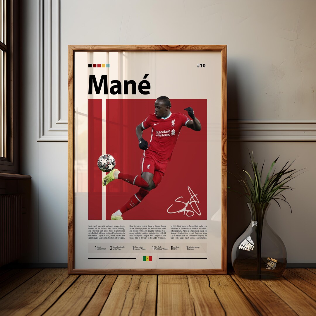 Sadio Mané Poster, Bayern Munich Poster, Soccer Gifts, Sports Poster ...
