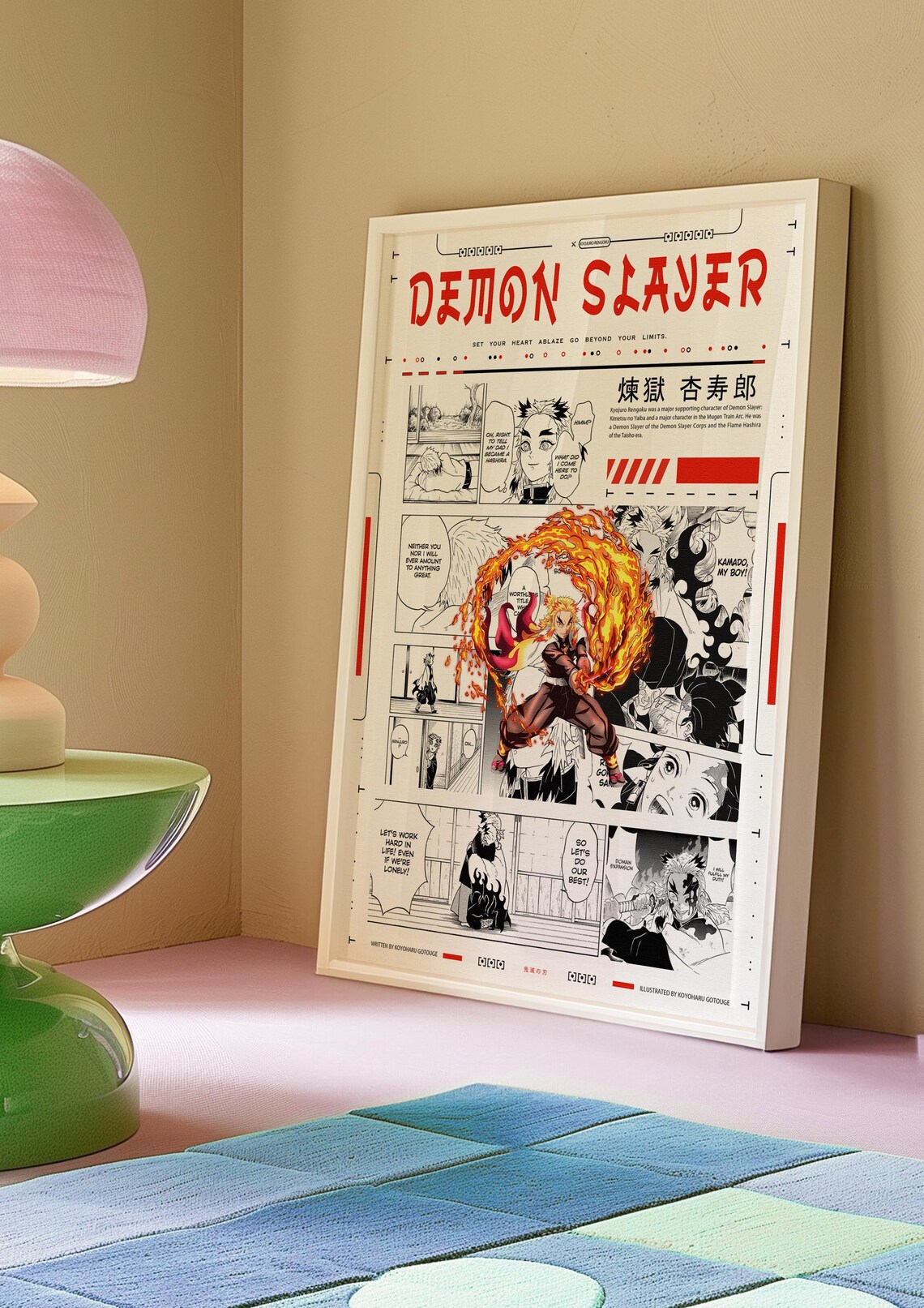 Demon Slayer Manga Poster - Kyojuro Rengoku Art - Demon Slayer Kimetsu ...