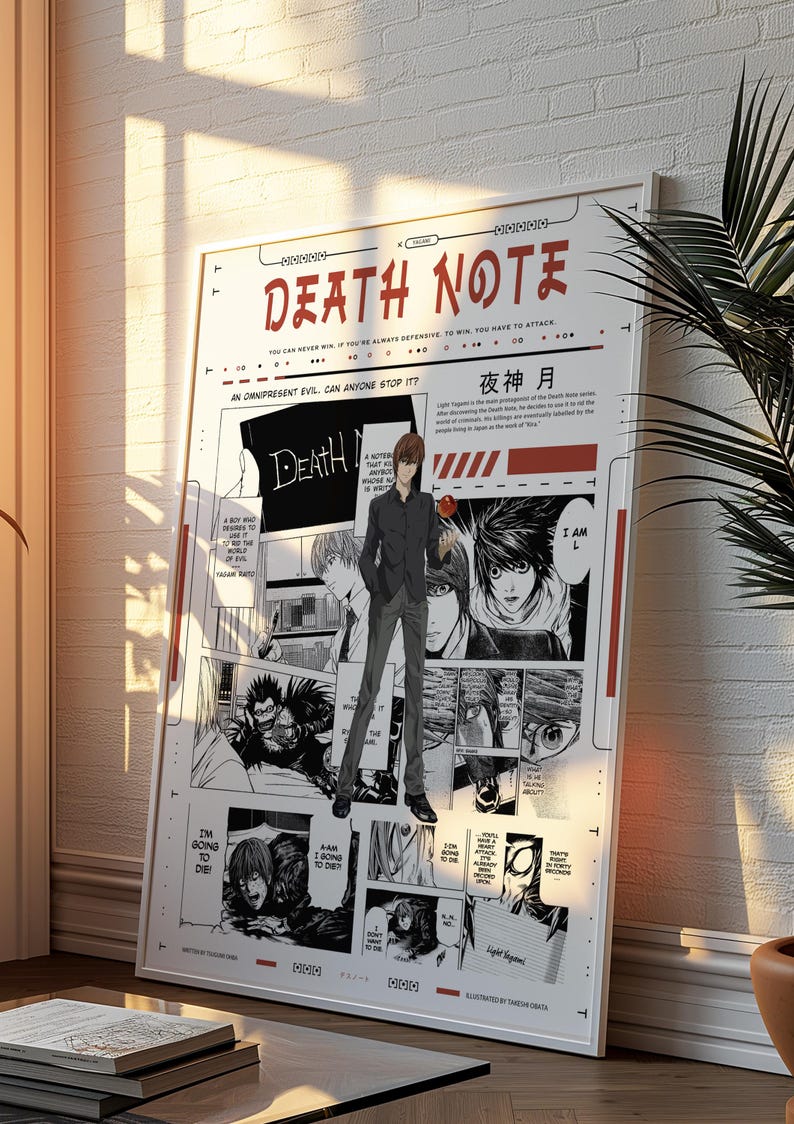 Death Note Manga Poster - Light Yagami Poster - Manga Panel - Death ...