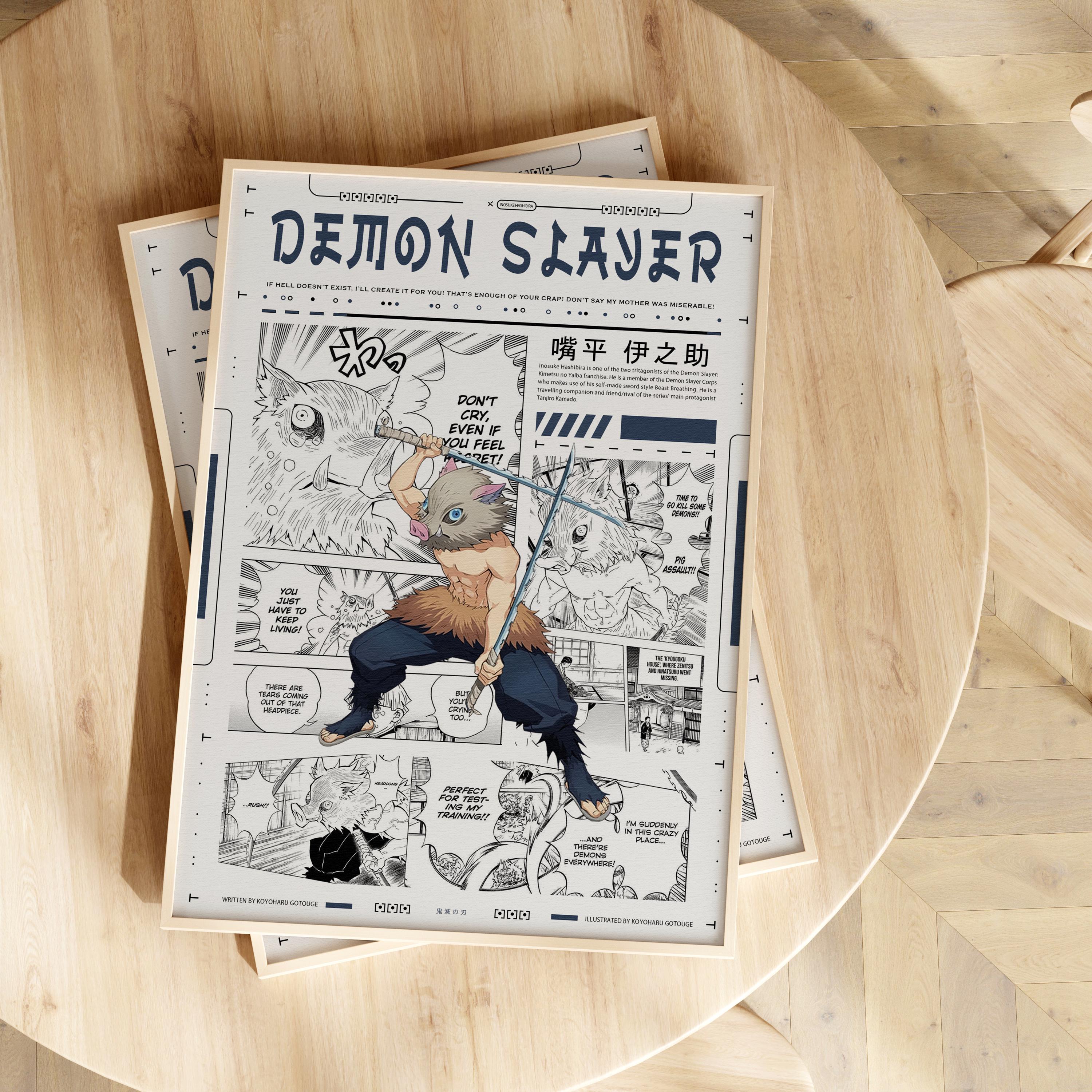 Demon Slayer Manga Poster - Inosuke Hashibira Poster - Demon Slayer ...