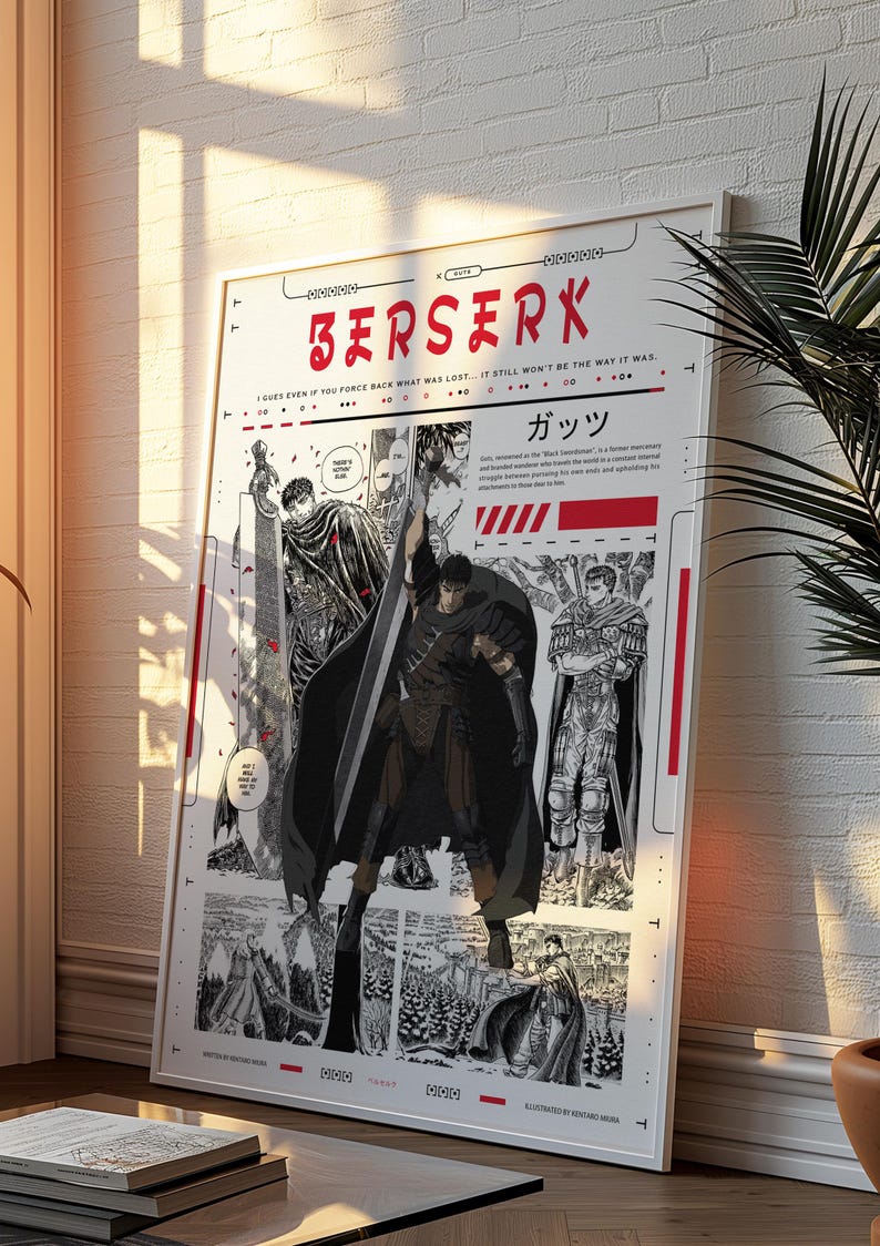 Berserk Manga Poster - Guts Black Swordsman - Berserk Manga Panel ...