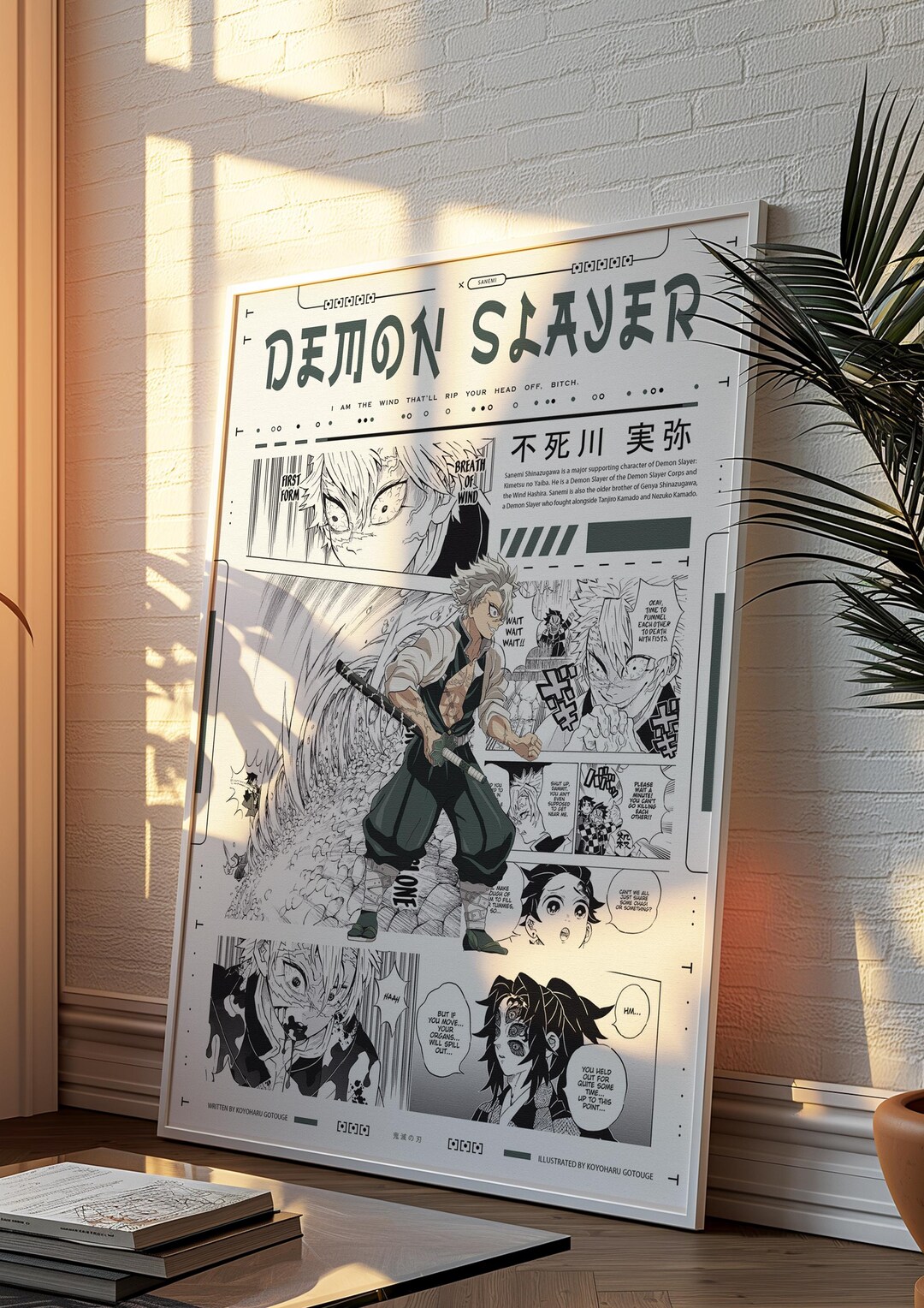 Demon Slayer Anime Poster Sanemi Shinazugawa Poster Demon Slayer Print ...