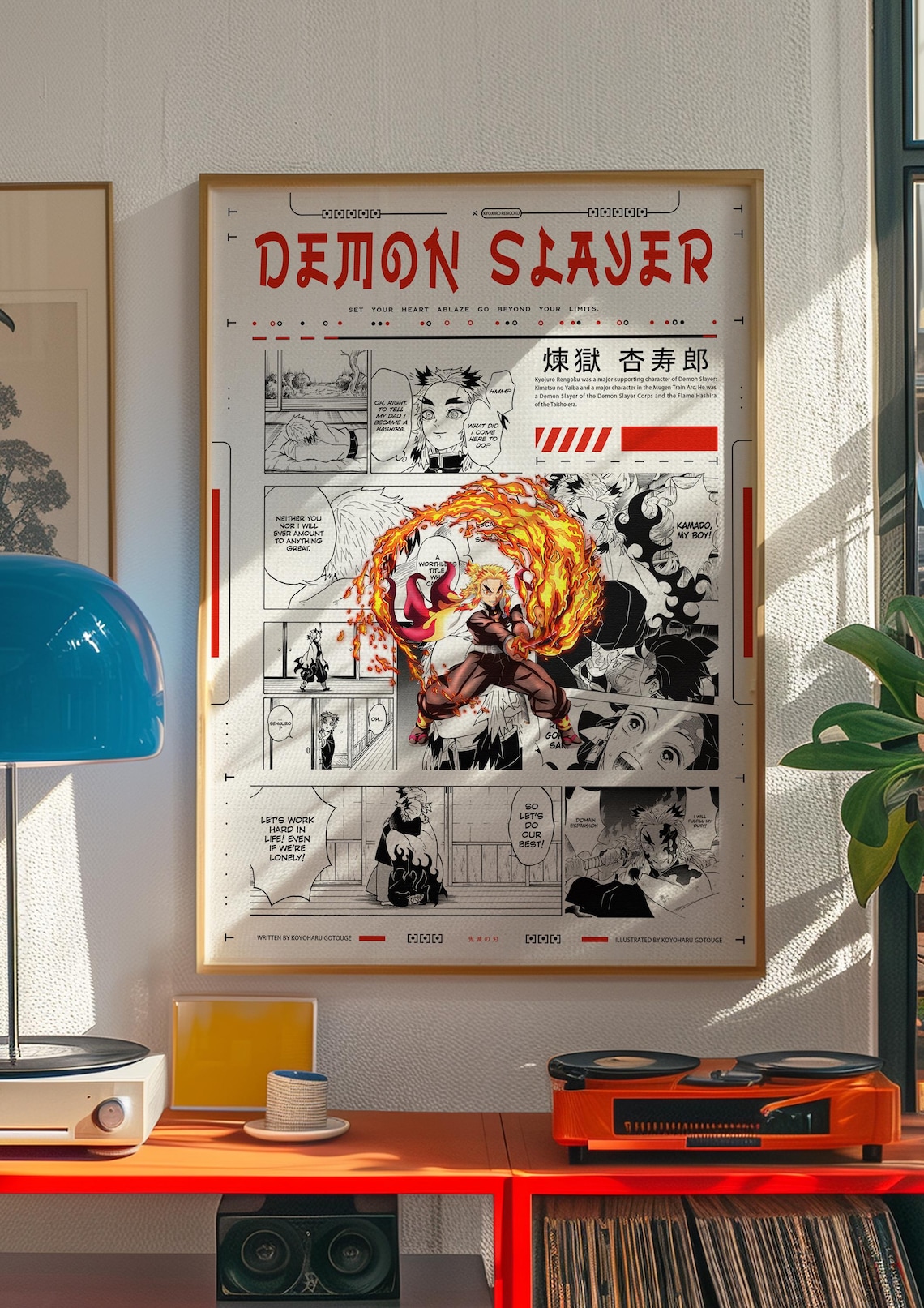 Demon Slayer Manga Poster - Kyojuro Rengoku Art - Demon Slayer Kimetsu ...