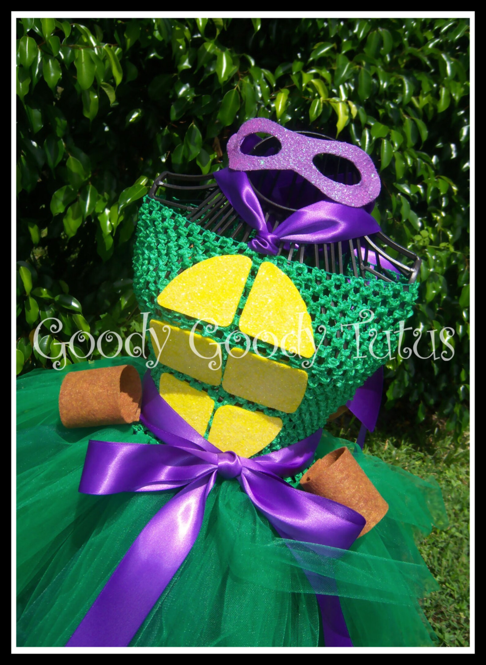TURTLE POWER Crochet Tutu Dress With Turtle Shell, Wrist Cuffs and Mask ...