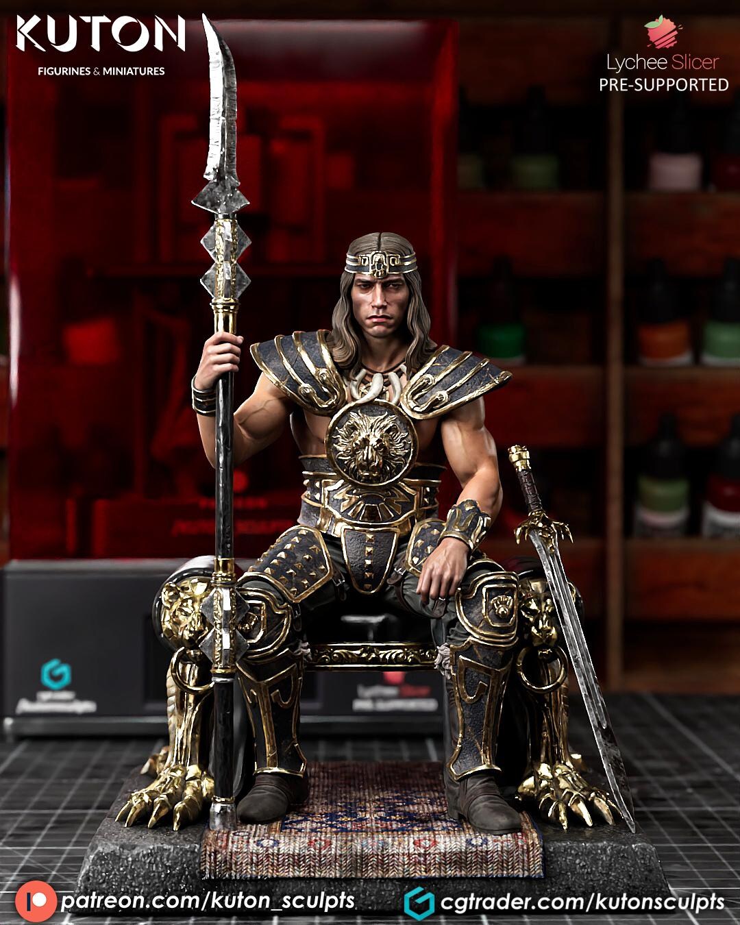 Männlicher Barbar Model Unpainted Resin Sculpture Highly Detailed 3D ...