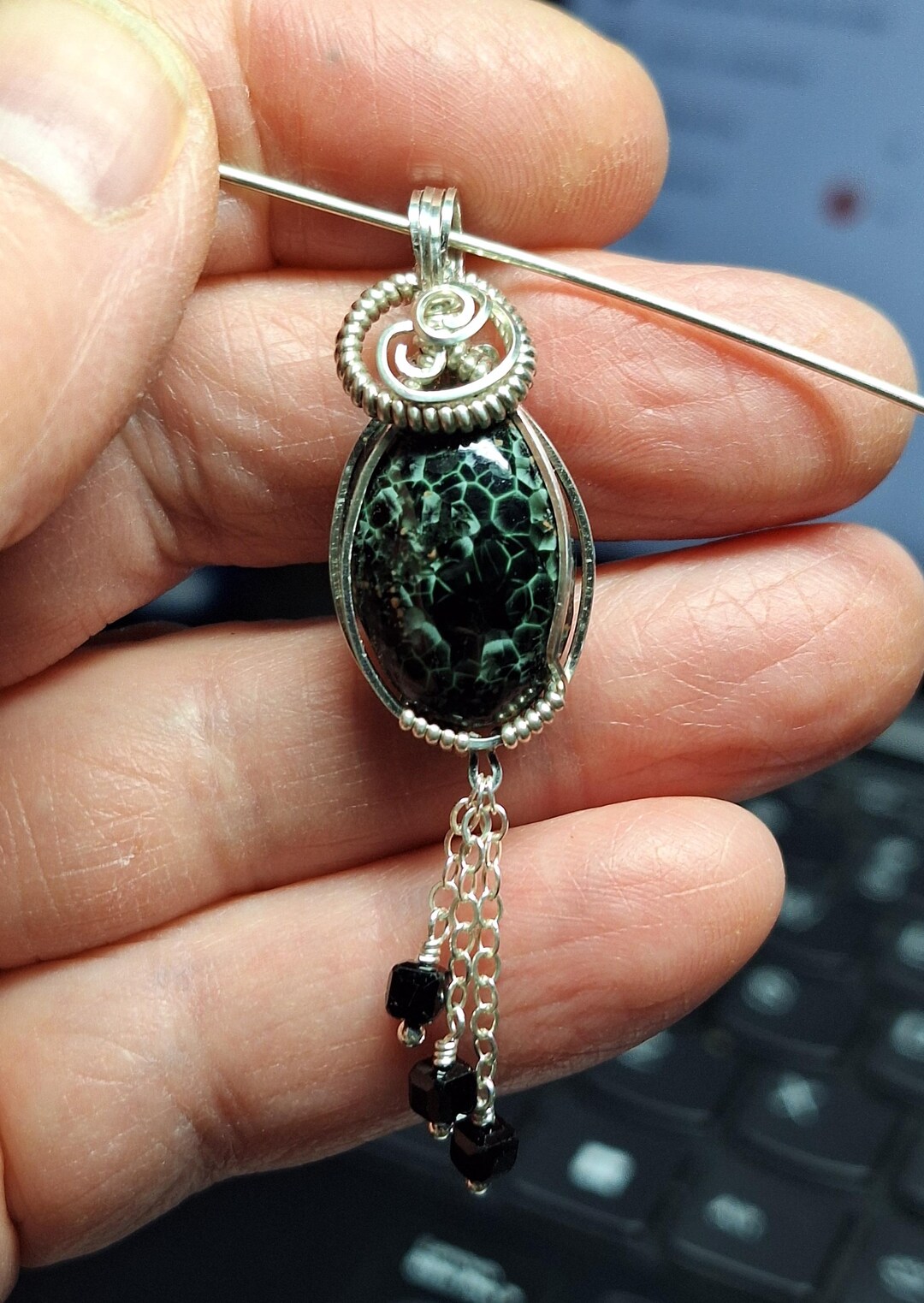 RARE Michigan State Gemstone - Greenstone Pendant Wrapped in Argentium ...