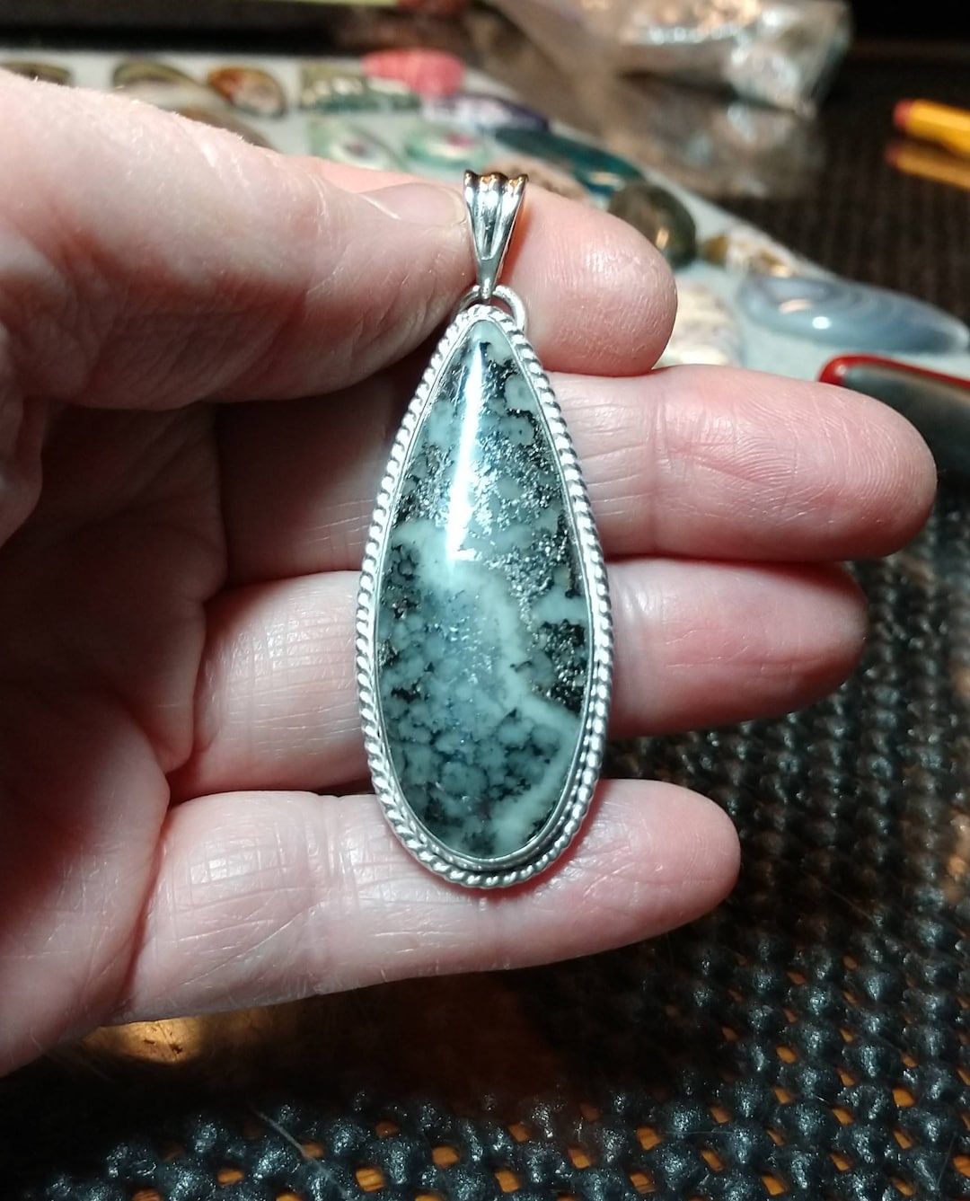 Snowflake Mohawkite Pendant - Etsy