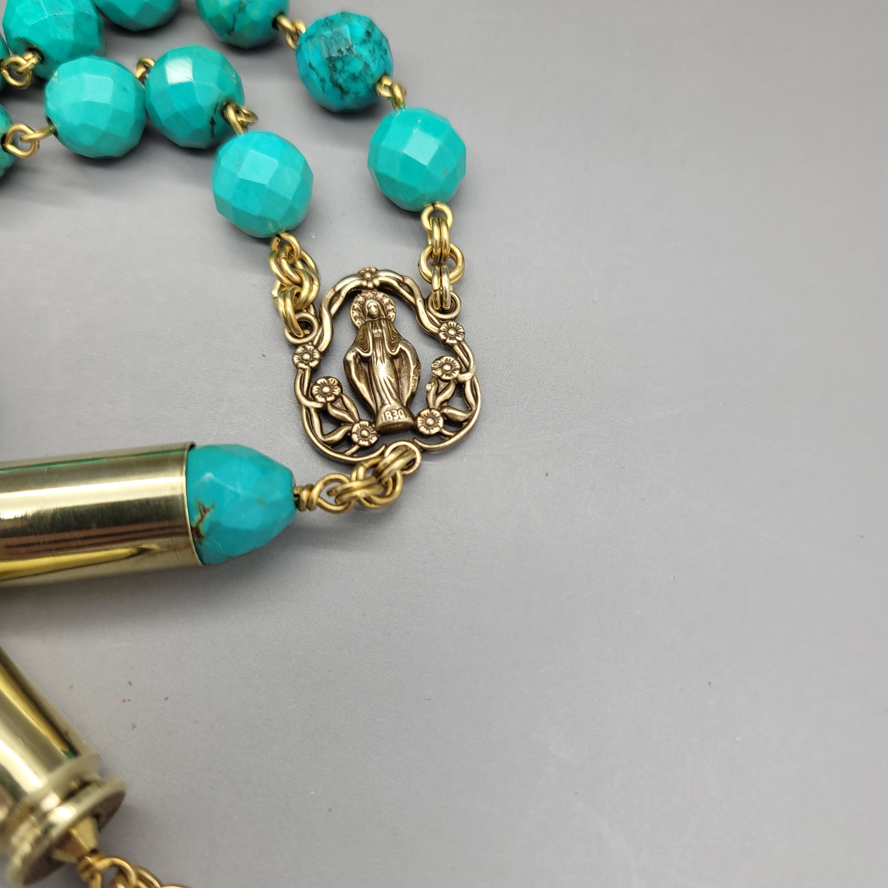 Turquoise & Brass 40 Cal. Bullet Rosary - Etsy