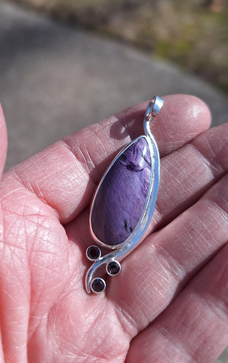 Charoite Pendant W/simulated Amethyst Accents - Etsy UK