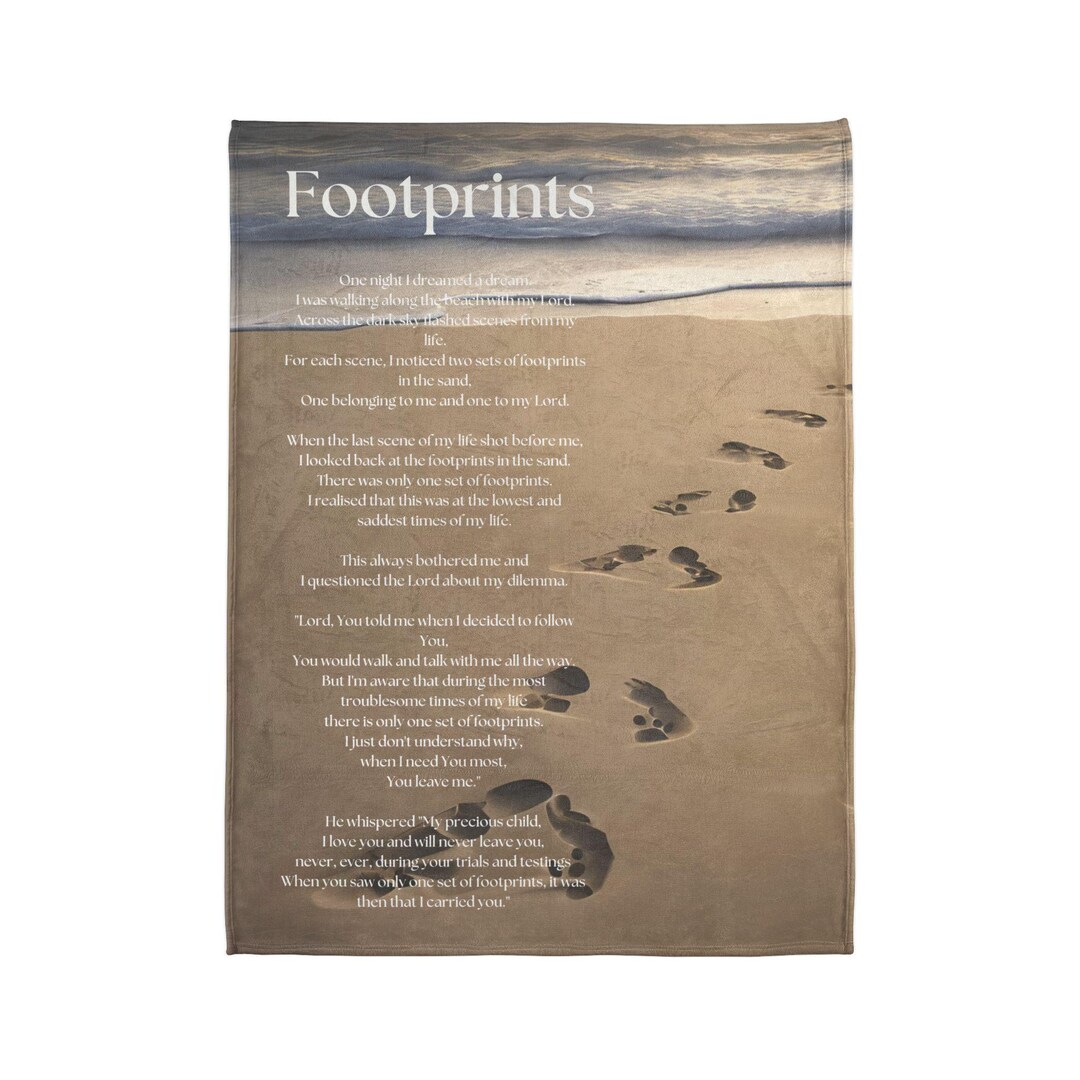Footprints in the Sand Poem Blanket - Comforting Soft Polyester Throw ...